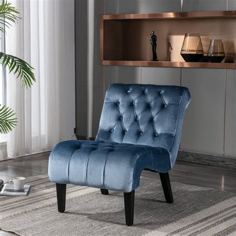 Velvet Curved Back Accent Chair Upholstered Single Sofa Chair With