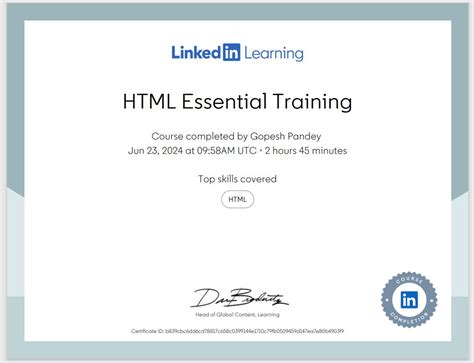 Gopesh Pandey On Linkedin Html Webdevelopment Coding Certificate