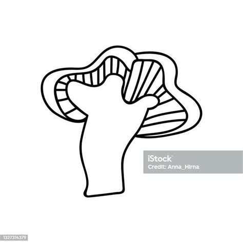 가을 장식을 위한 싱글 핸드 그린 살구 버섯 낙서 스타일의 벡터 그림입니다 흰색 배경에서 격리합니다 가을에 대한 스톡 벡터 아트 및 기타 이미지 Istock