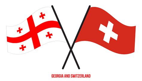 조지아와 스위스 국기는 교차하고 플랫 스타일을 흔들어 공식 비율 올바른 색상입니다 경제에 대한 스톡 벡터 아트 및 기타 이미지 경제 국가 지리적 지역 국기 Istock