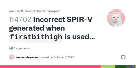 Incorrect Spir V Generated When Firstbithigh Is Used On A Uint T Issue Microsoft