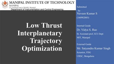 Low Thrust Interplanetary Trajectory Optimization Optimal Control Pptx