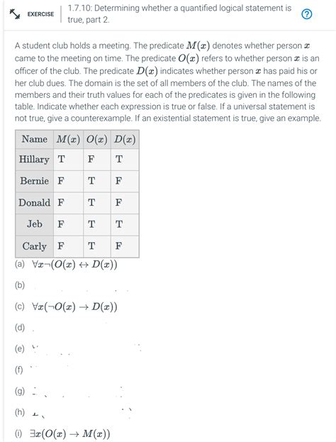 Solved Exercise1710 Determining Whether A Quantified