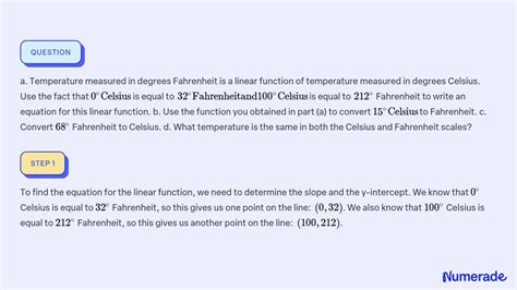 ⏩solved a temperature measured in degrees fahrenheit is a linear