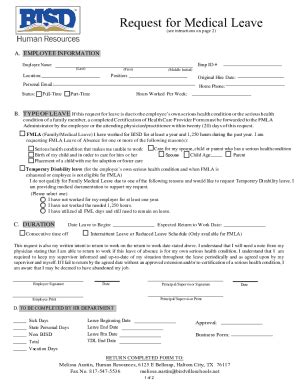 Fillable Online STD FMLA LEAVE REQUEST FORM Fax Email Print PdfFiller
