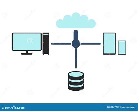 Computer Network Flat Vector Illustration On White Background Stock Vector Illustration Of