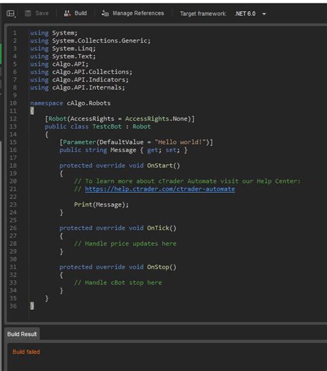 Ctrader Forum Cant Build The Cbot Within Ctrader