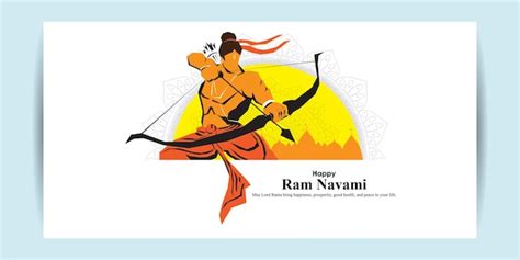 봄 힌두교 축제 Shree Ram Navami의 벡터 일러스트레이션 개념은 인사말을 기원합니다 프리미엄 벡터