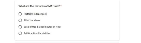 Solved What Are The Features Of Matlab Platform