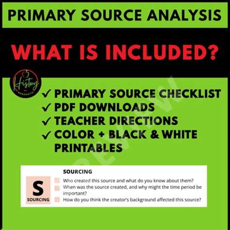 Primary Source Analysis Discussion Checklist Historical Thinking Skills