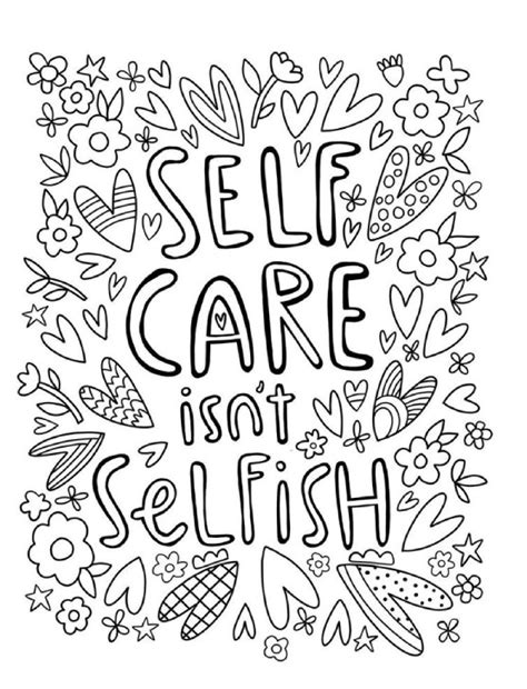 Self Care Coloring Page Free Printable Pdf