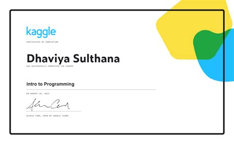 Dhaviya Sulthana Completed The Intro To Programming Course On Kaggle