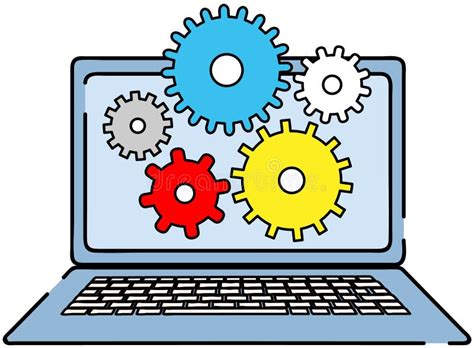Technical Support Computer Service Concept Gear Icons On Screen Software Setup And Repair