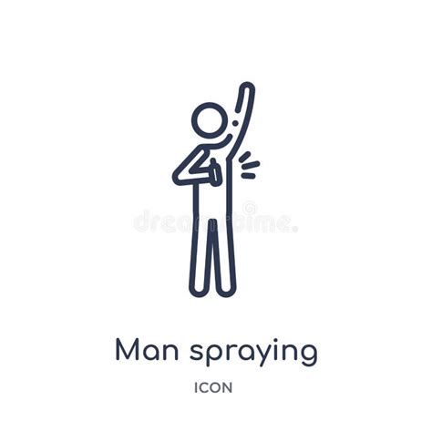 Linear Man Spraying Deodorant Icon From Behavior Outline Collection Thin Line Man Spraying