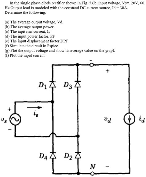 Solved In The Single Phase Diode Rectifier Shown In Fig 5 6b Input Voltage Vs 120v 60 Hz