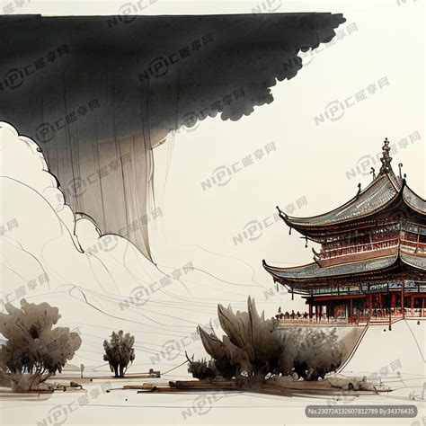 Ai创作图中国云南大理 手绘线稿 昵图网