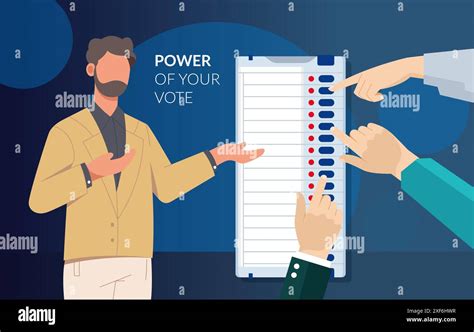 Power Of Elections Pressing Button On Electronic Voting Machine Evm Stock Illustration As