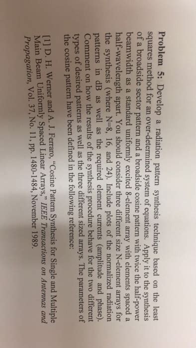 Problem 5 Develop A Radiation Pattern Synthesis