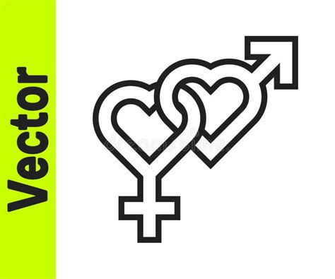 Black Line Gender Icon Isolated On White Background Symbols Of Men And Women Sex Symbol Stock