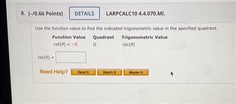 Solved Evaluate The Trigonametric Function Of The Quaerant