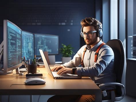 Premium Ai Image Programmer Or Developer And Coding Programming And Building A Flowchart 3d