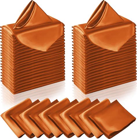 Manyshofu 50 Pieces Terracotta Satin Napkins 12x12 Inches Cloth Napkins Square
