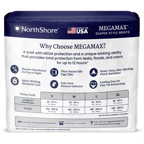 Northshore Megamax 12 Hour Overnight Diaper Style Briefs Usa V1 2024