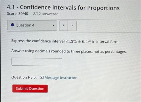Solved 4 1 Confidence Intervals For Proportions Score