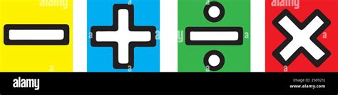 Math Operations Addition Subtraction Multiplication Division Operation Icons Stock Vector