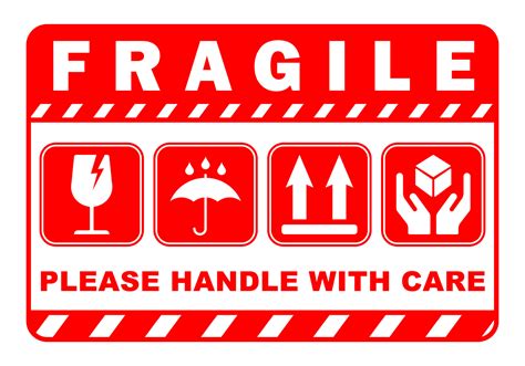 Sticker Fragile Handle With Care Printable Sign Symbol For Delivery Package Simple Minimalist