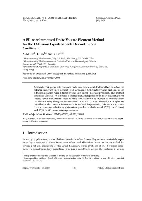 Pdf A Bilinear Immersed Finite Volume Element Method For The Diffusion Equation With