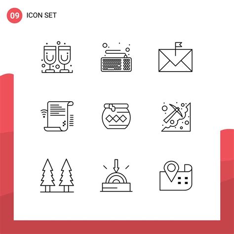 9 Thematic Vector Outlines And Editable Symbols Of Pot Wifi Contact