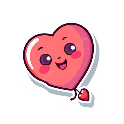 귀여운 하트 풍선 스티커 일러스트 클립 아트 벡터 고립 된 만화 해피 발렌타인 스티커 디자인 상표 스티커 일러스트 Png