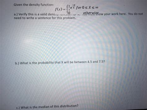 Solved Part A Just Says Verify This Is A Valid Density