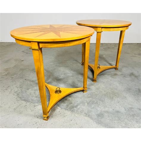 Neoclassical Gueridon Side Parquetry Tables By Andre Arbus For Baker