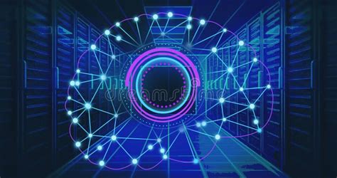 Image Of Ai Brain And Data Processing Over Computer Servers Stock Image