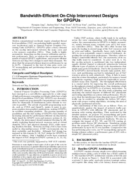 Pdf Bandwidth Efficient On Chip Interconnect Designs For Gpgpus