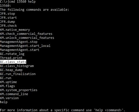 programming for beginners jcmd gc class stats get statistics about
