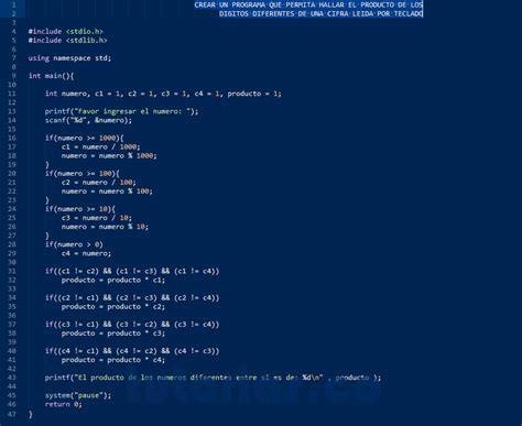 Sentencia If Else Turbo C Producto De Cifras Diferentes Tutorias Co