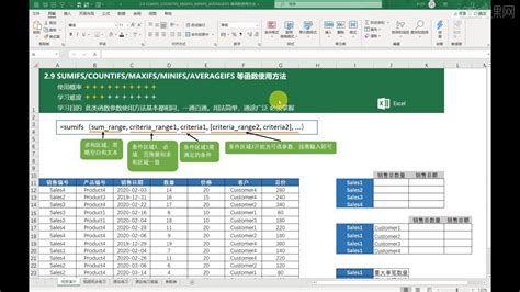 sumifs等函数使用方法 excel office365入门实战课堂 办公职场教程 excel（office365） 虎课网