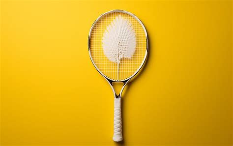 Premium Ai Image Yellow Back Shuttlecock White Racket