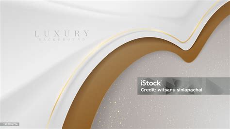 흰색은 라인 골든 곡선과 반짝이 빛 효과 요소와 갈색 그늘 고급 배경을 겹칩니다 0명에 대한 스톡 벡터 아트 및 기타 이미지 0명 갈색 개념 Istock