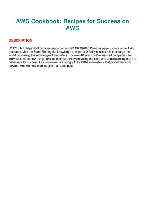 Ppt Pdf Aws Cookbook Recipes For Success On Aws Powerpoint