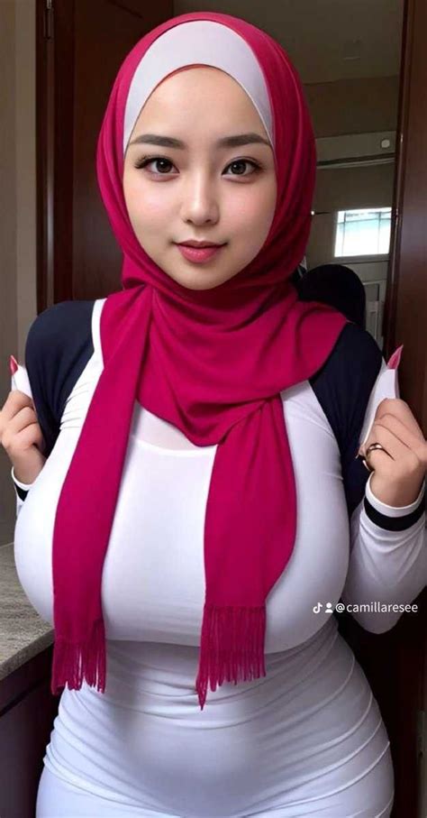 A Woman Wearing A Hijab Standing In Front Of A Bathroom Mirror With Her
