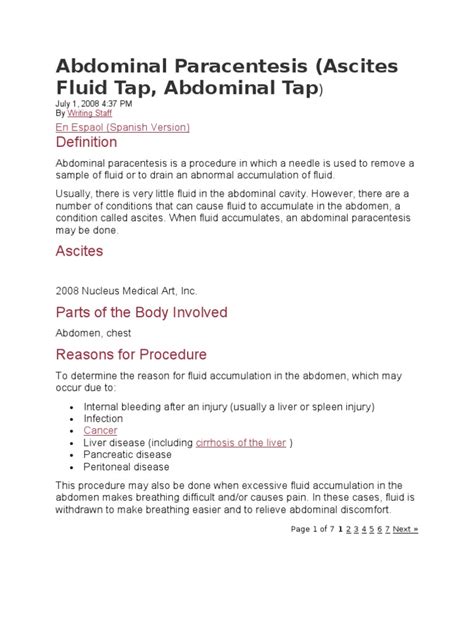 Abdominal Paracentesis Abdomen Medical Specialties