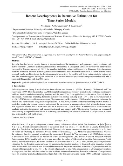 Pdf Recent Developments In Recursive Estimation For Time Series Models