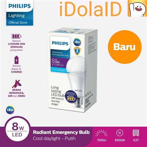 Jual Lampu Philips Emergency Led Bulb W W Watt Putih Rechargeable Emergensi Cas W