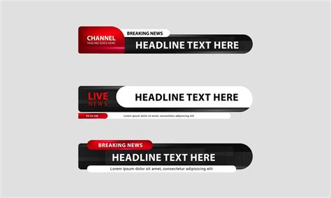Lower Third Vector Design Set Of Lower Third Bar Templates For Breaking News Sports News On