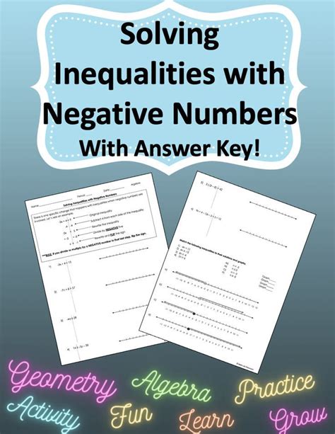 Solving Inequalities With Negative Numbers Solving Inequalities Solving Multi Step Equations
