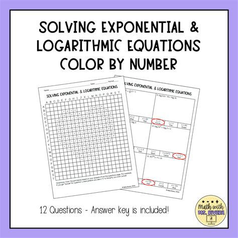 Exponential And Logarithmic Equations Worksheet